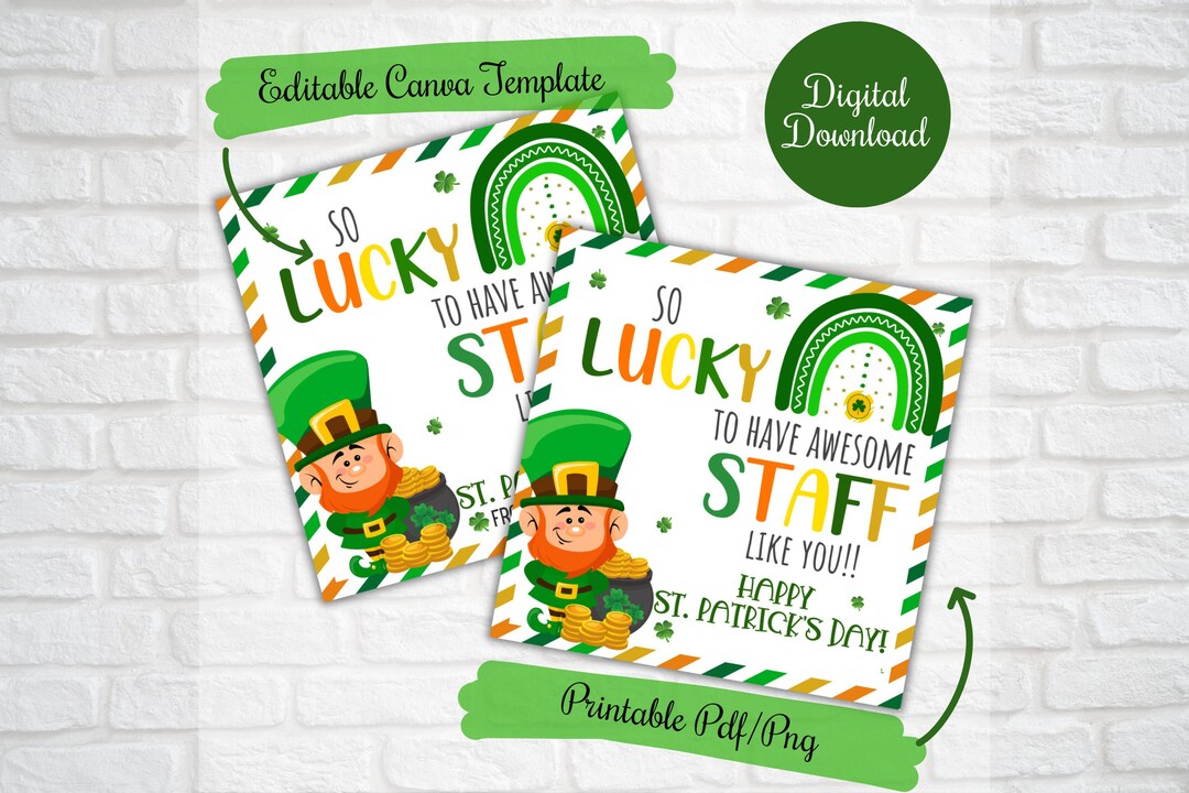 Staff St Patrick's Day Gift Tag,so Lucky to Have Staff Like You,co ...