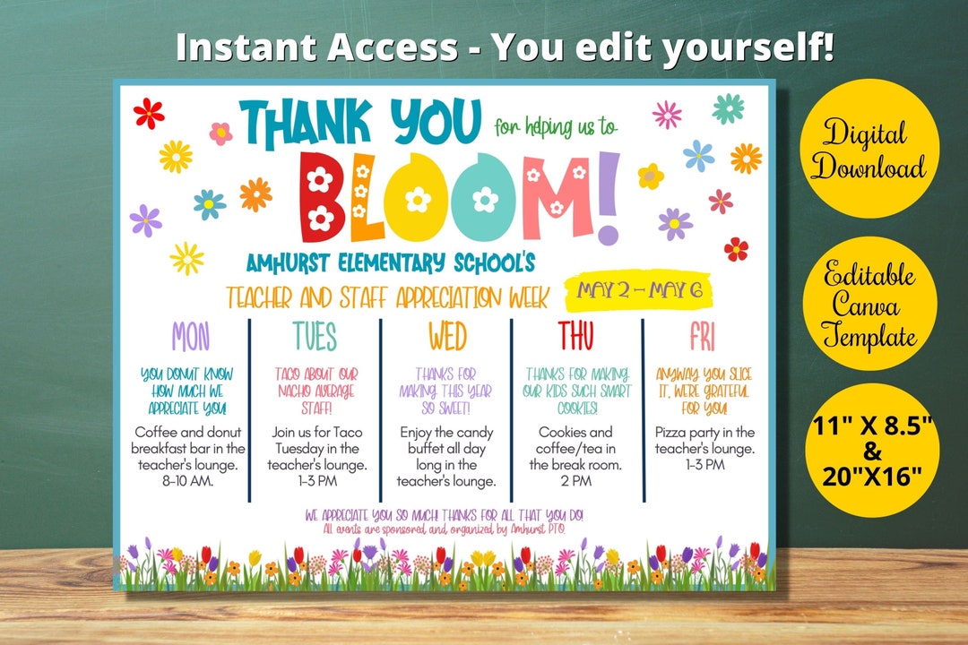 Editable Flowers/plants Teacher Appreciation Week - Etsy