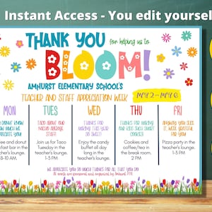 Editable Flowers/plants Teacher Appreciation Week - Etsy