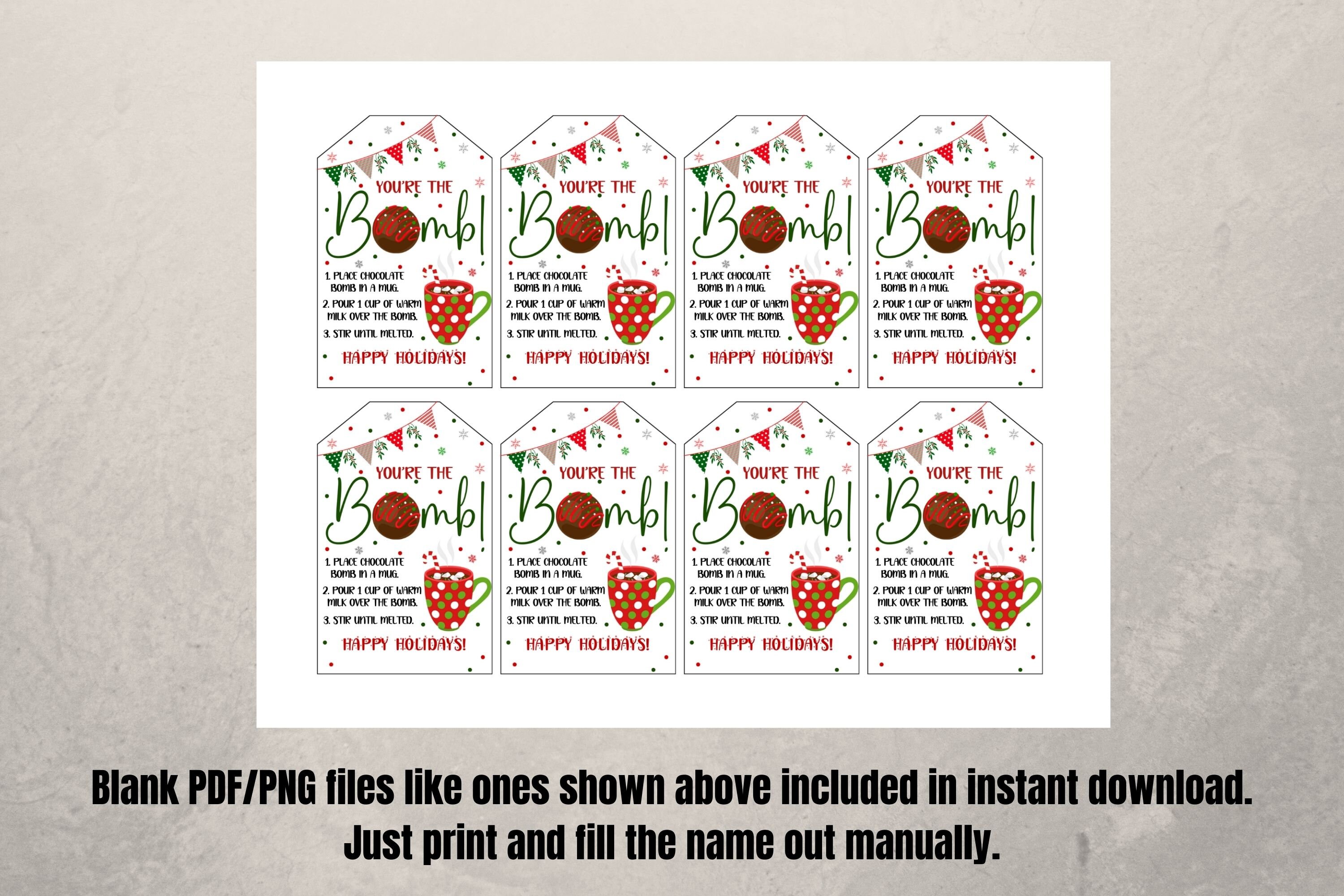 You're the Bomb Christmas Hot Cocoa Bomb Gift Tags Hot - Etsy