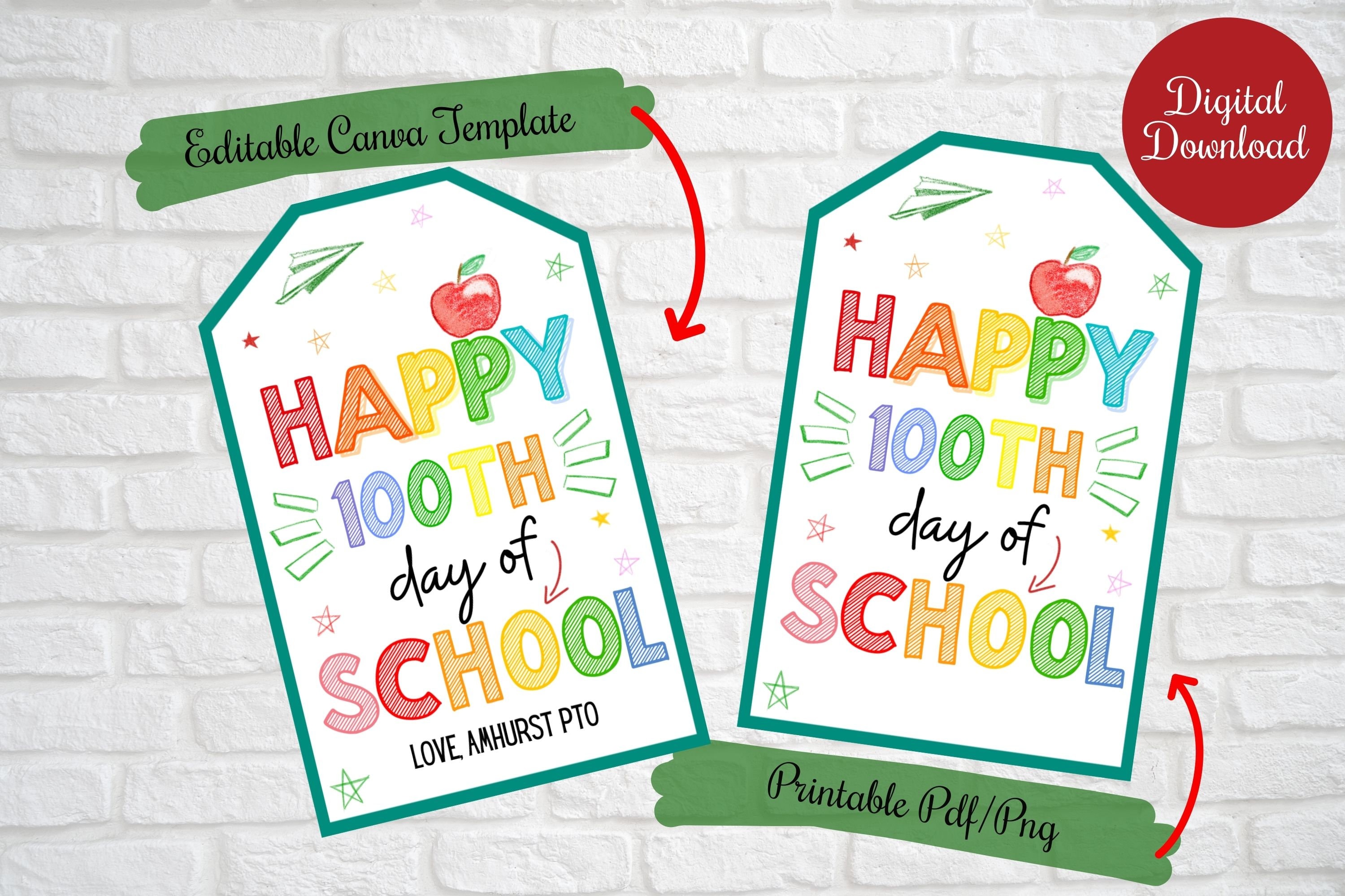 Happy 100th Day of School Gift Tags for Students Teachers - Etsy