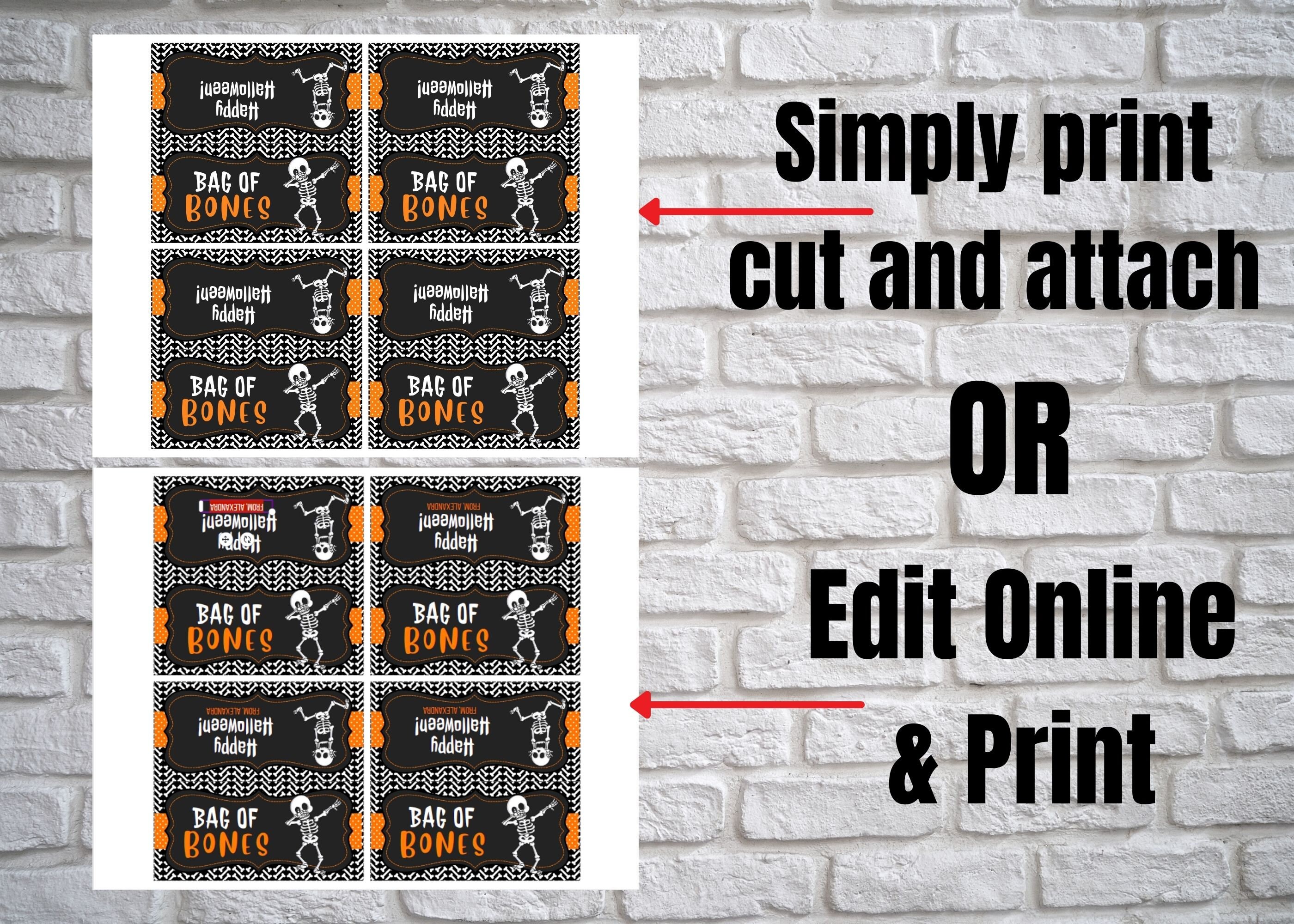 Bag of Bones Halloween Halloween Treat Bag Topper Halloween - Etsy