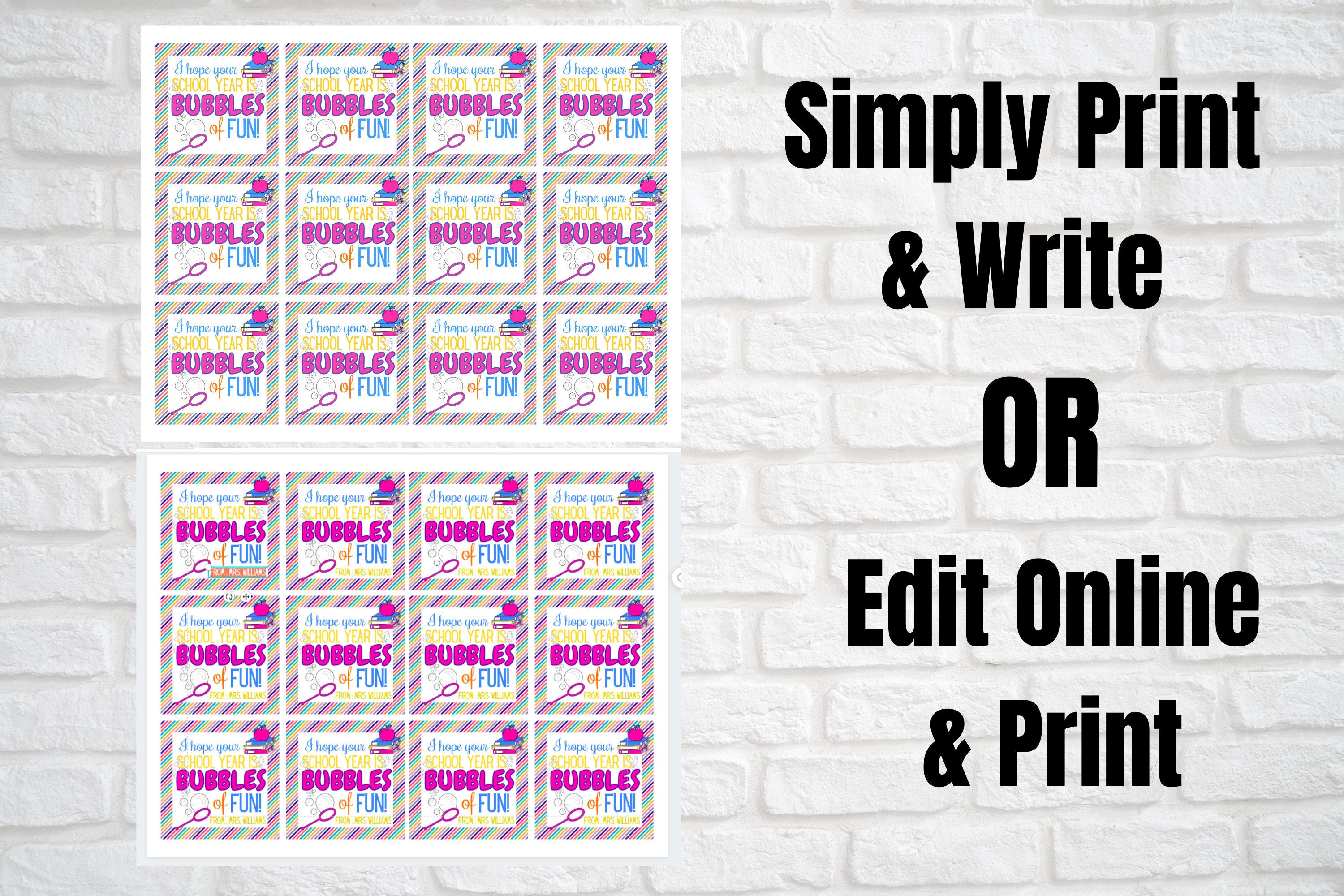 Back to School Bubbles Gift Tags Hope Your School Year is - Etsy