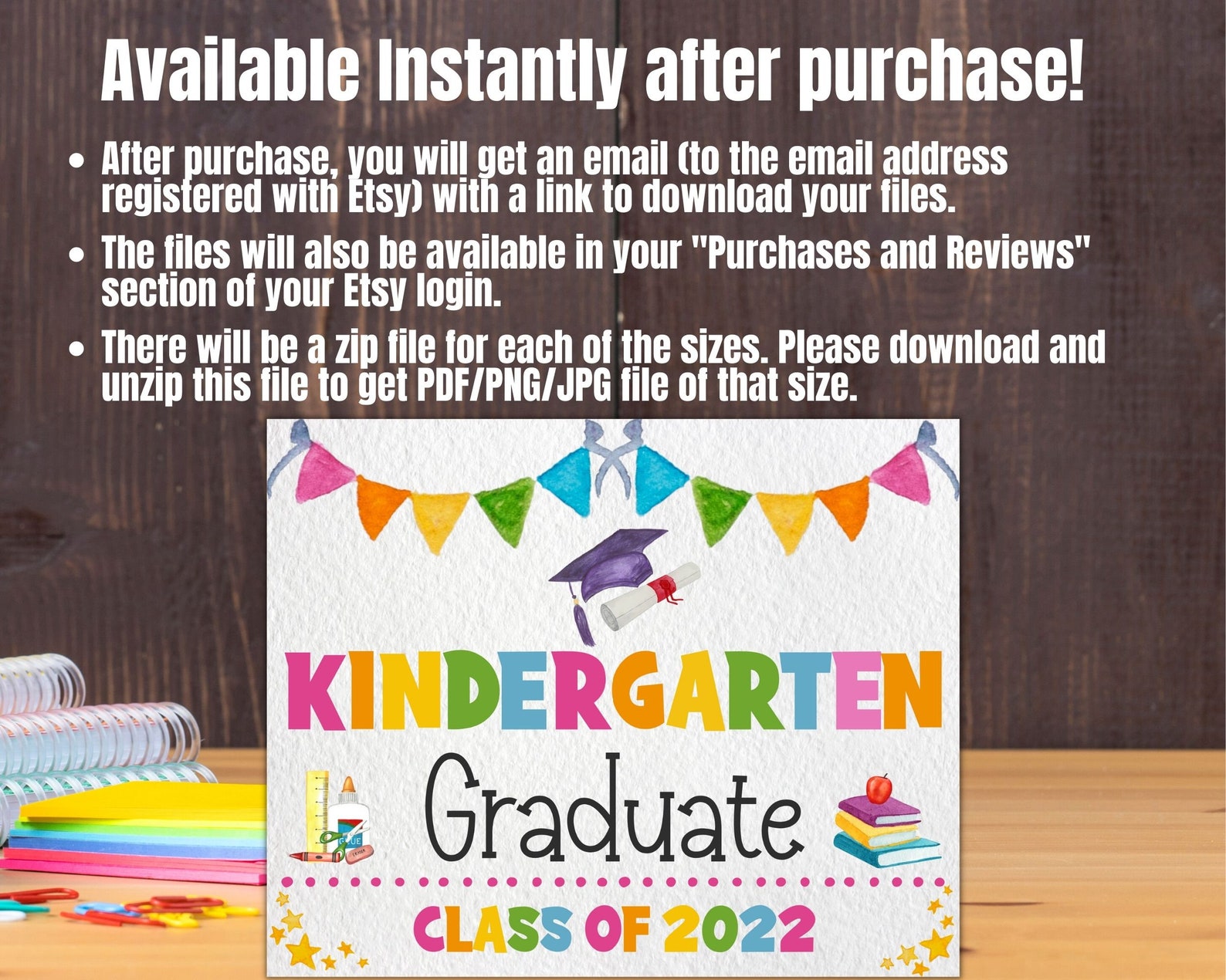 Kindergarten Graduation Photoprop Sign Kindergarten Last Day - Etsy