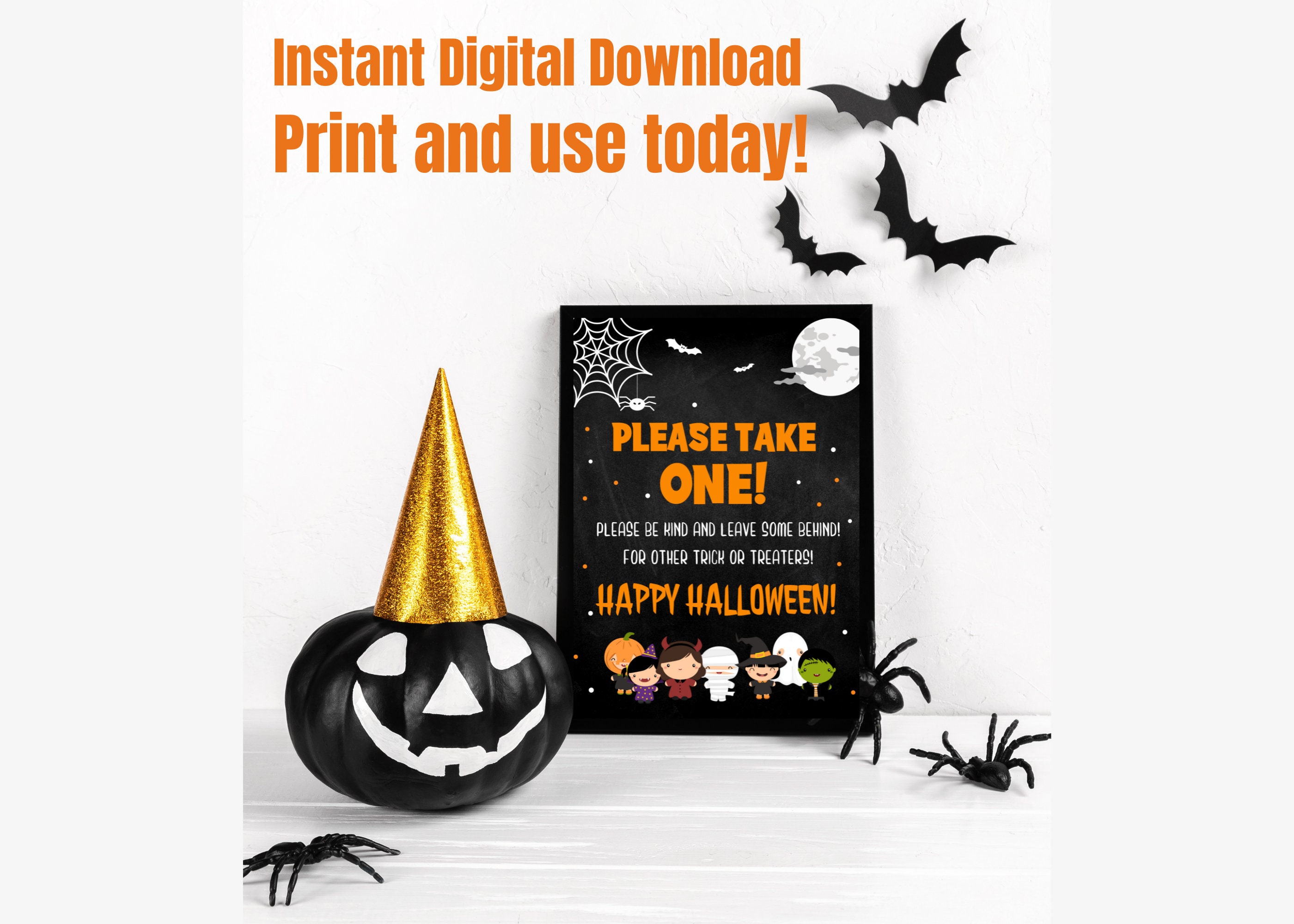 Halloween Please Take One Printable Sign Halloween Decor - Etsy