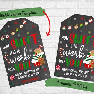 How Sweet It is to Work With You christmas Gift Treat Tags | Etsy