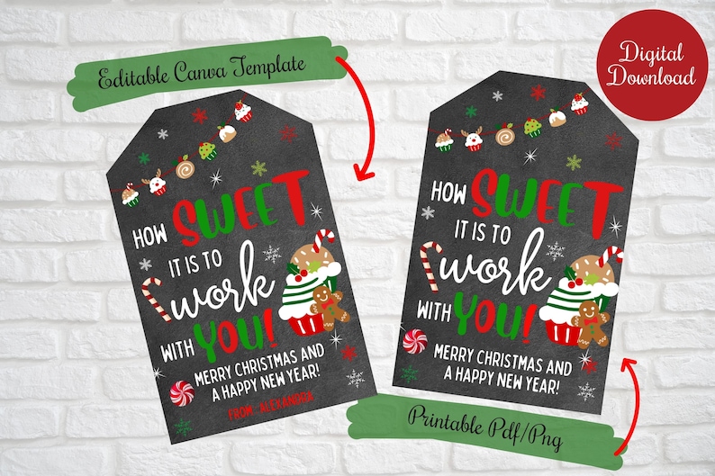 How Sweet It is to Work With You christmas Gift Treat Tags | Etsy