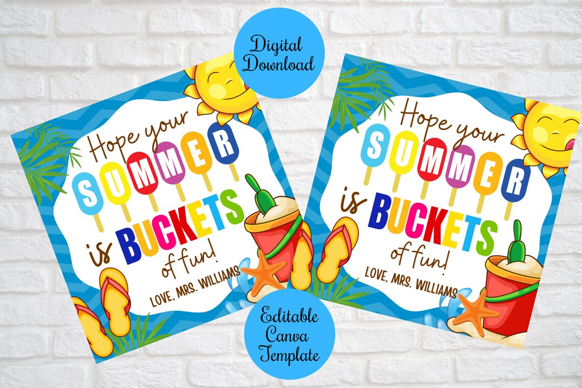 Buckets of Fun Gift Tags End of Year Gift Tags for | Etsy