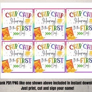 Chip Chip Hooray It's the First Day, Back to School Chips Gift Tag ...