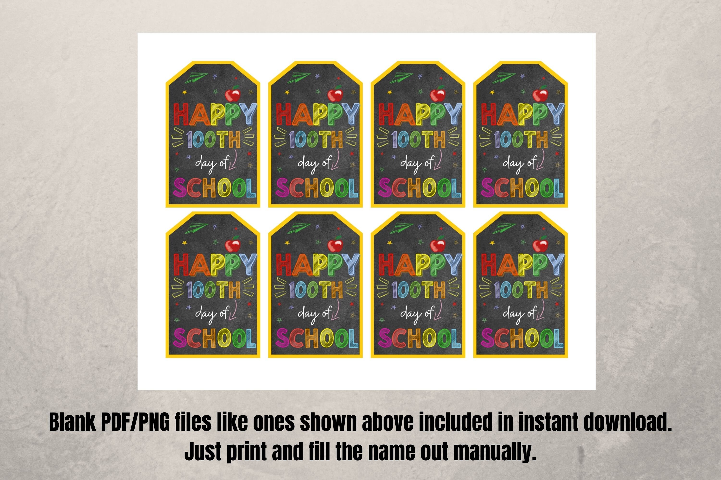 Happy 100th Day of School Gift Tags for Students Teachers - Etsy