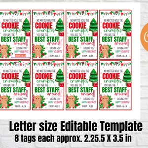 Staff Cookie Christmas Gift Tags, Teacher Employee Christmas Cookie ...