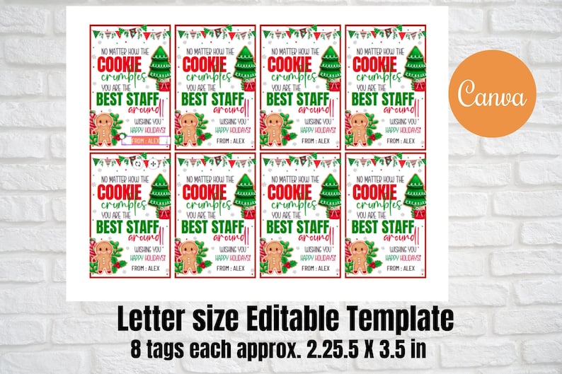 Staff Cookie Christmas Gift Tags, Teacher Employee Christmas Cookie ...