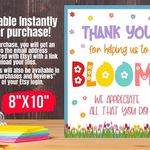 Flowers Teacher Appreciation Printable,thanks for Helping Us to Bloom ...