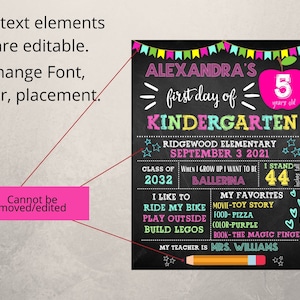 Chalkboard First Day of School Sign Printable, Editable Canva Template ...