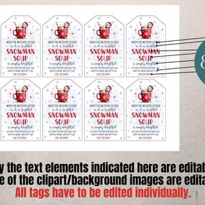 Printable Snowman Soup Christmas Gift Tag, Teacher Staff Coworker ...