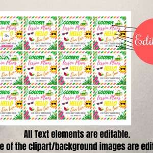 Goodbye Lesson Plans Hello Suntan Gift Tags,last Day Teacher ...