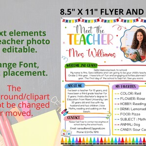 Colorful Meet the Teacher Template Letter Flyer, Printable Parent ...