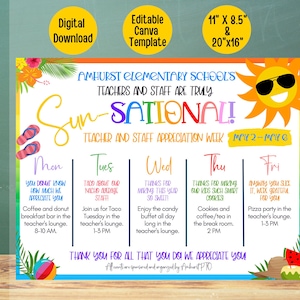 Editable Sunsational Employee Appreciation Week Schedule, Beach Theme ...