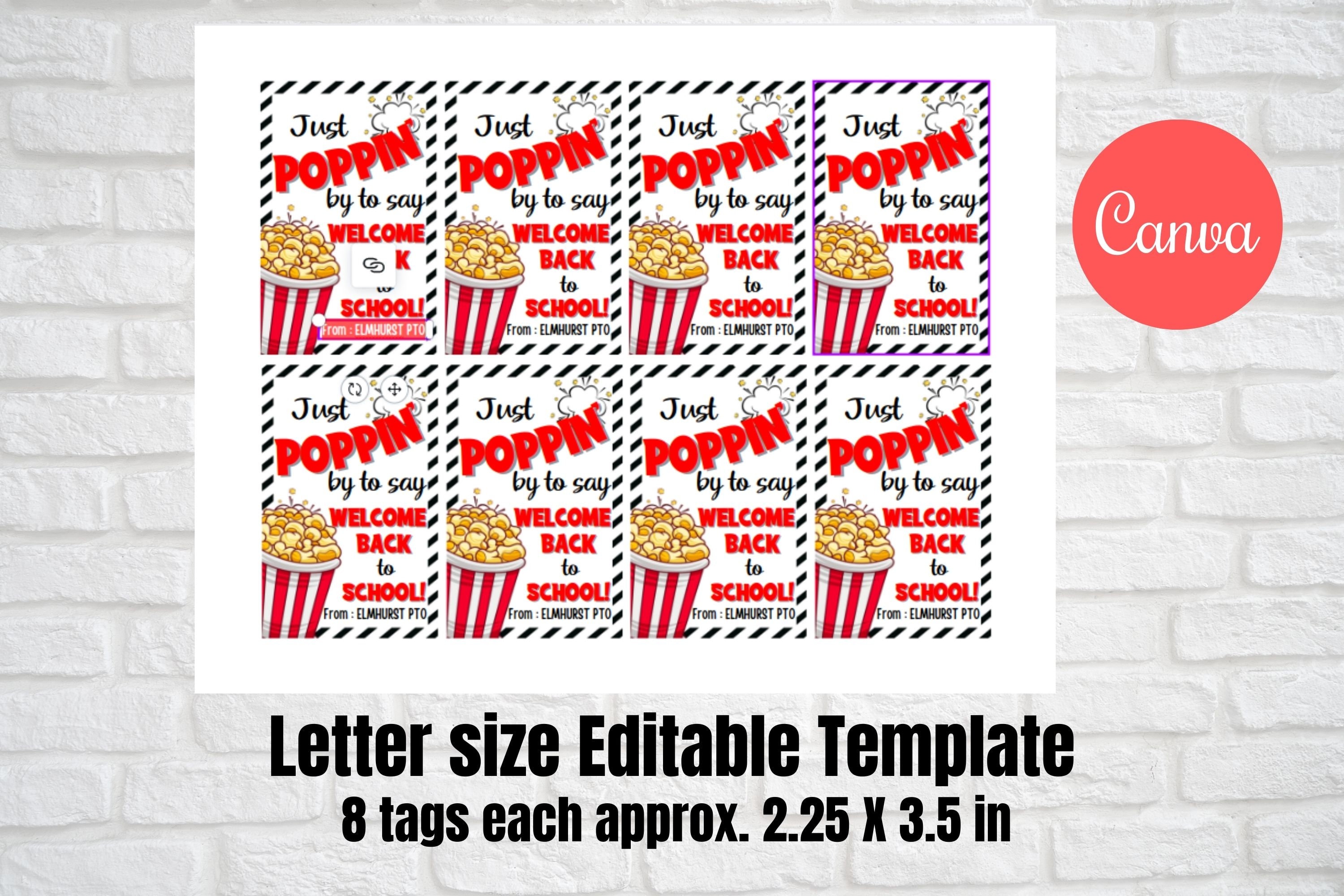 Back to School Popcorn Gift Tags, Just Poppin by to Say Welcome Back to ...