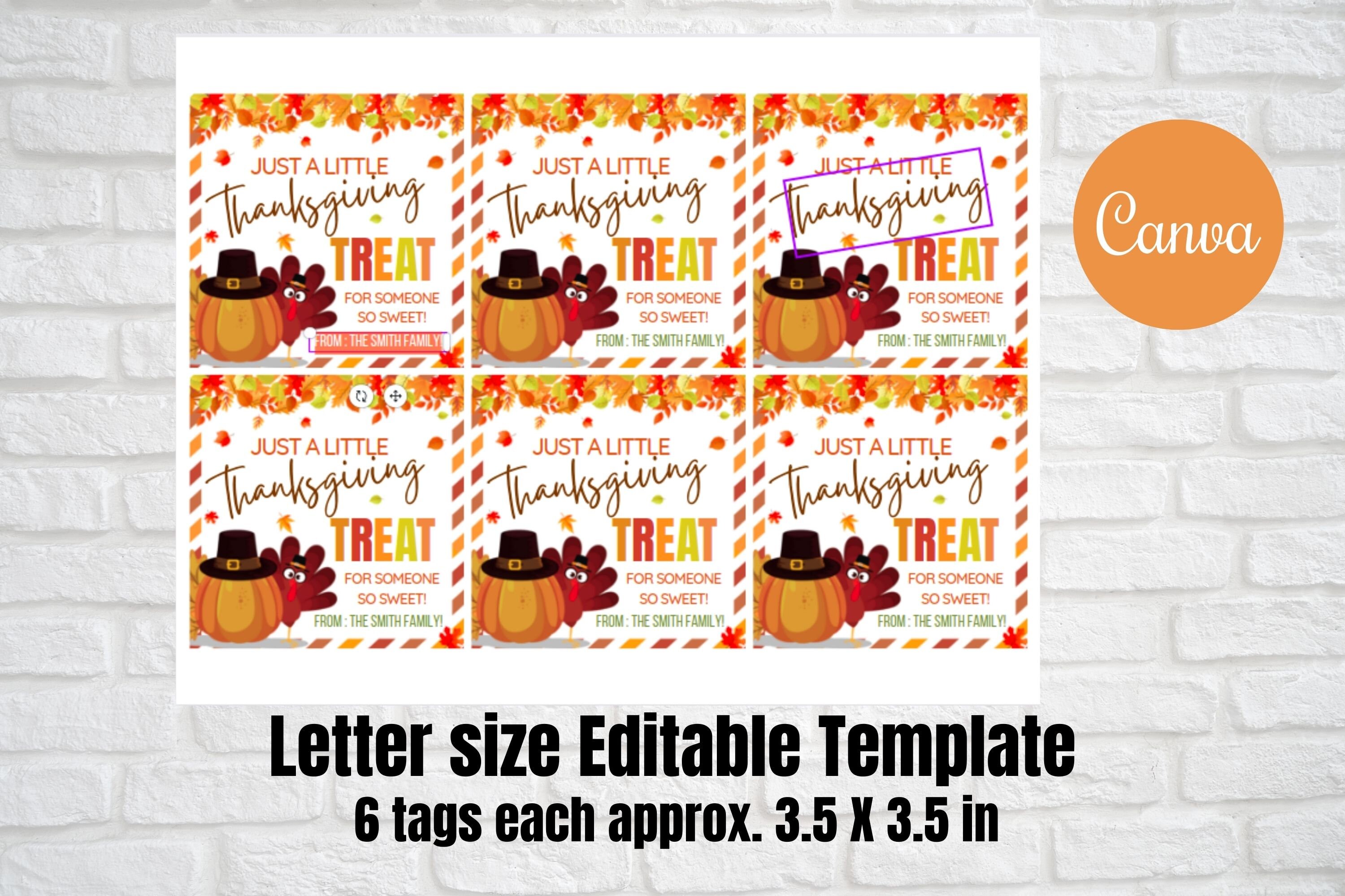 Thanksgiving Gift Treat Tags Just a Little Thanksgving Treat - Etsy