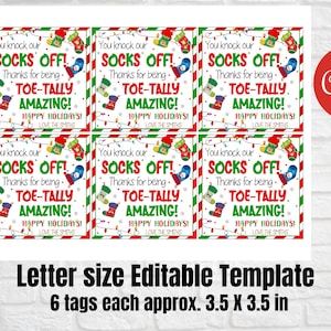 You Knock Our Socks off Christmas Gift Tags , Thanks for Being Totally ...