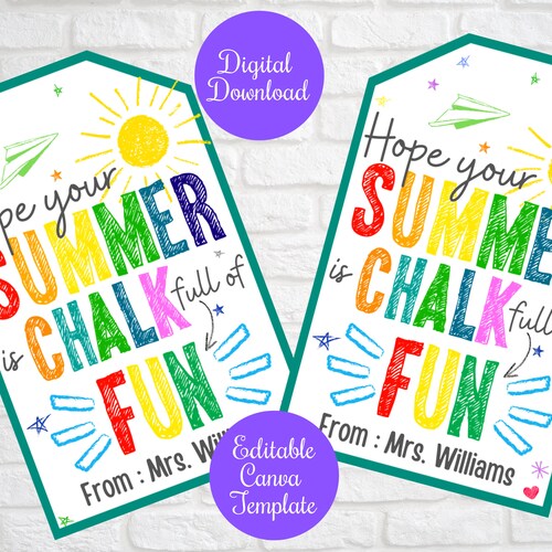 Chalk Full of Fun Gift Tags End of Year Gift Tags for - Etsy