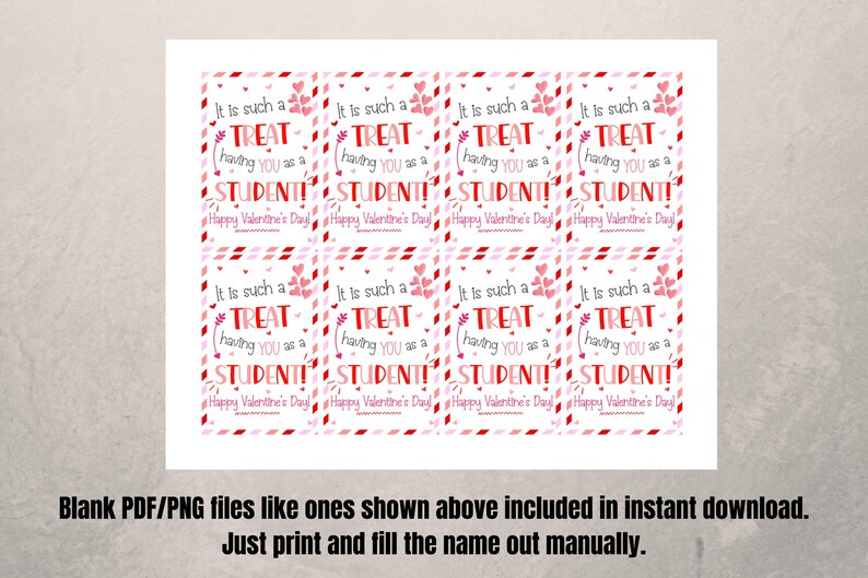 It is Such a Treat Having You as a Student, Valentine Candy Gift Tags ...