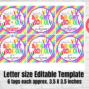 First Day of School Crayons Gift Tags, Here's to a Bright School Year ...