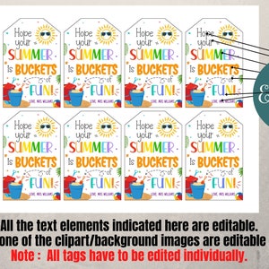 Summer Bucket Printable Gift Tags, End of Year Gift Tags for Class,hope ...