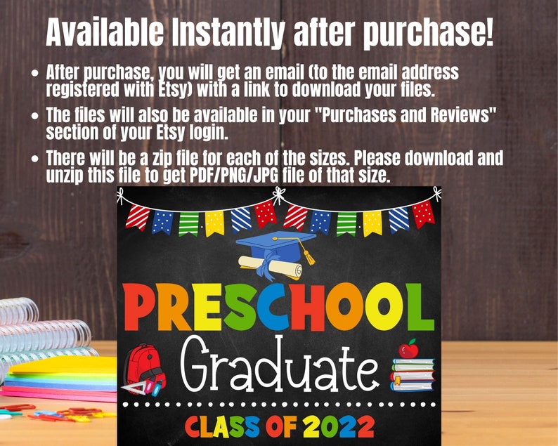 Preschool Graduation Photoprop Sign Preschool Last Day School | Etsy