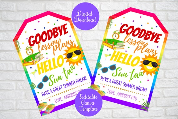 Goodbye Lesson Plans Hello Suntan Gift Tags Teacher - Etsy