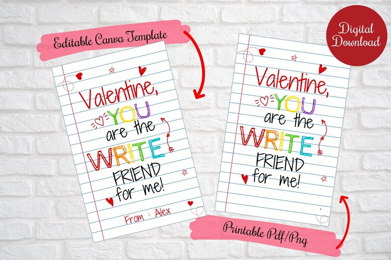 Valentine You Are Just Write Printable Tag for Valentine Pencil, Pen ...