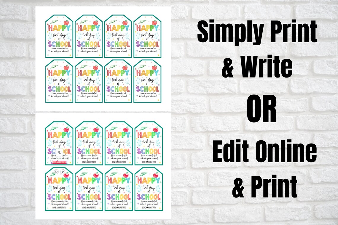 Happy First Day of School Gift Tags for Students, Teachers, Back to ...