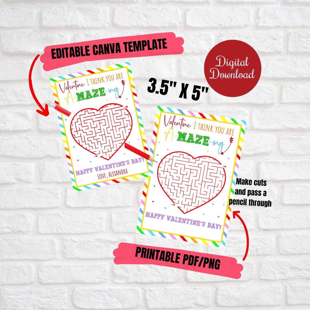 Valentine, You Are Amazeing, Printable Maze Valentines Day Card, Pencil ...
