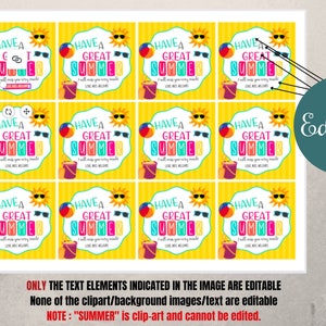 Have a Great Summer Gift Tags,i Will Miss You End of Term Gift Tags for ...