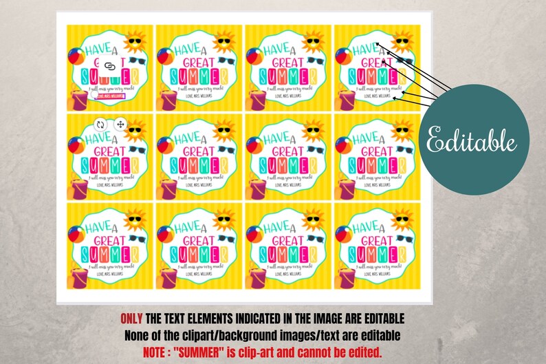 Have a Great Summer Gift Tags,i Will Miss You End of Term Gift Tags for ...