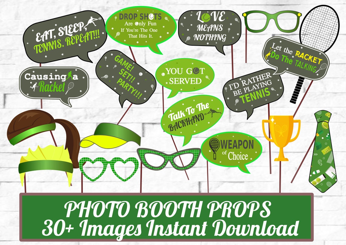 Tennis Photo Booth Props With Funny Tennis Puns and Quotes - Etsy