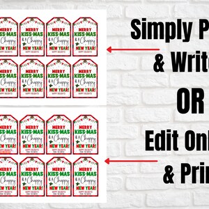 Merry Kissmas and a Chappy New Year Gift Tags,christmas Lip Balm ...