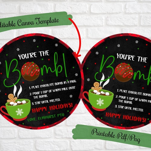 You're the Bomb Christmas Hot Cocoa Bomb Gift Tags Hot - Etsy