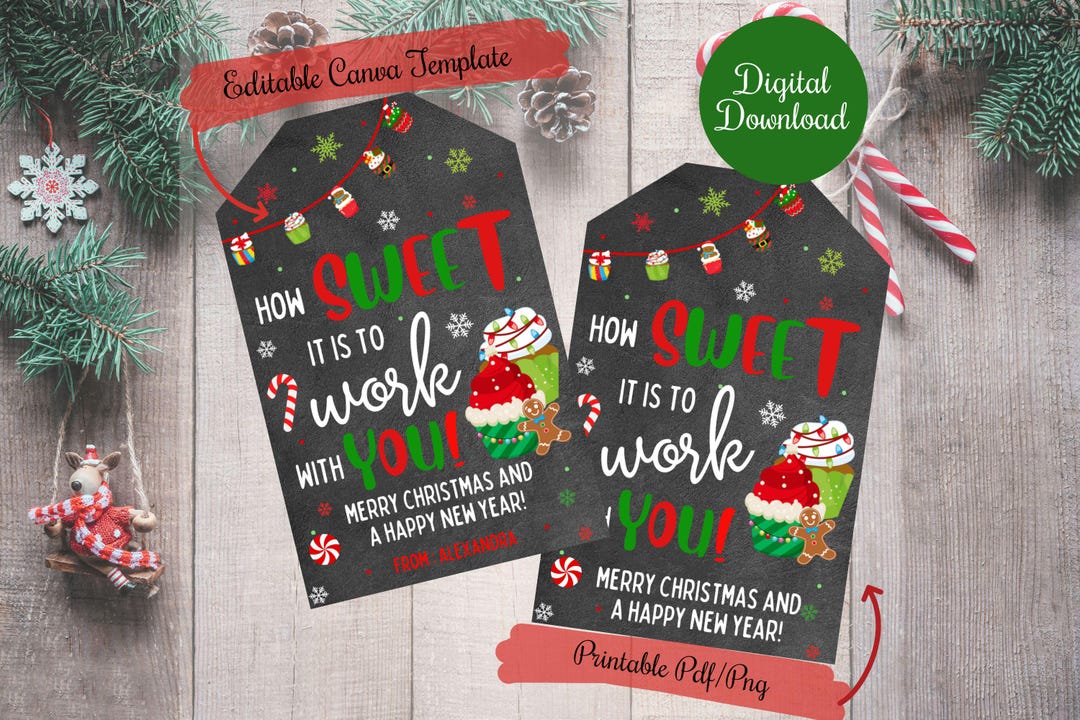 How Sweet It is to Work With You ,christmas Gift Treat Tags for Co ...