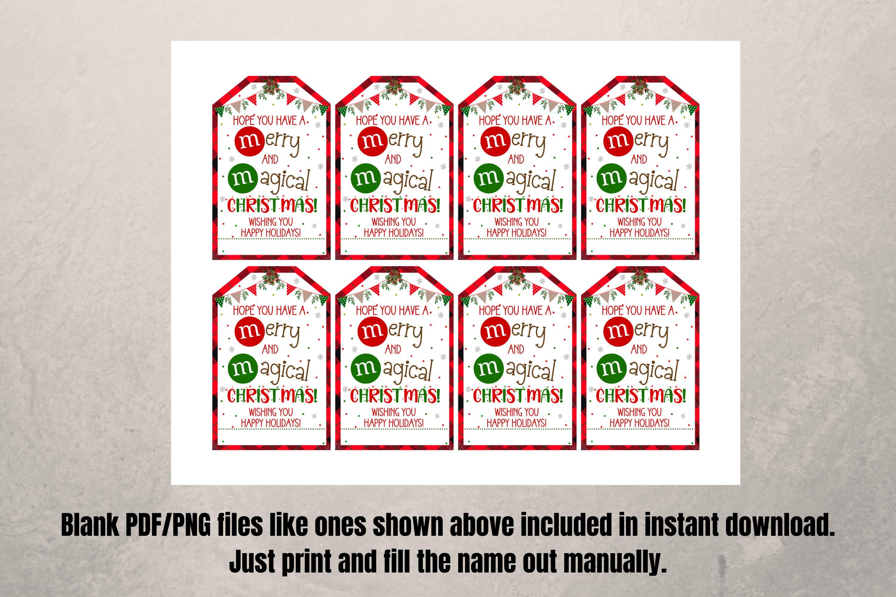 Have a Merry and Magical Christmas Gift Tags,christmas M&M Treat Tags ...