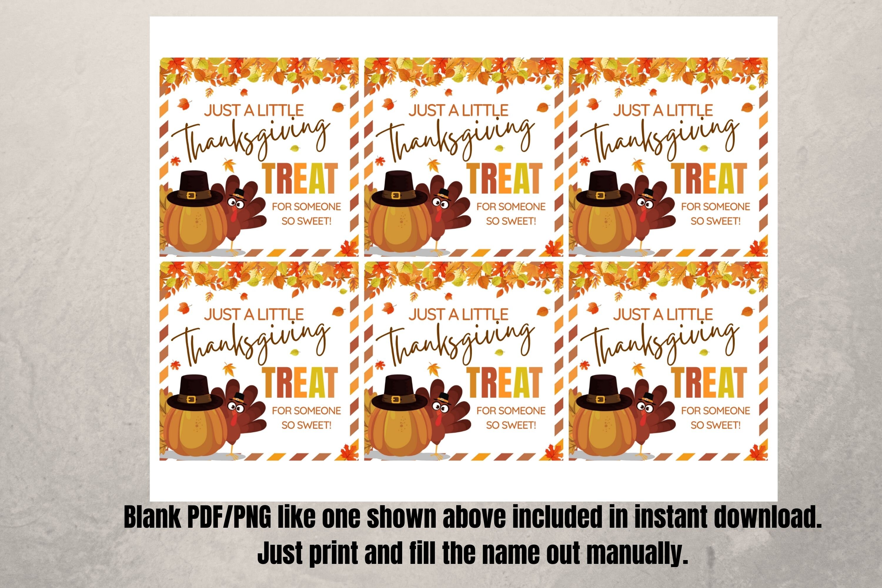 Thanksgiving Gift Treat Tags Just a Little Thanksgving Treat - Etsy