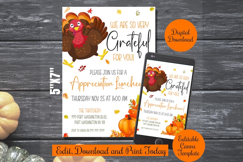 Thanksgiving Appreciation Luncheon Invite for Teachers/staff/clients ...