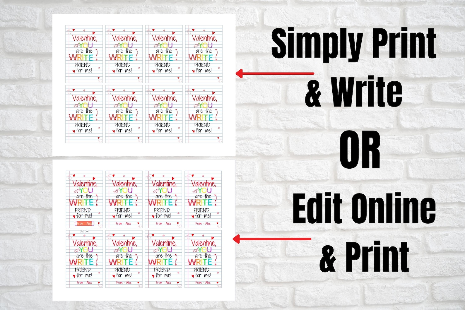 Valentine You Are Just Write Printable Tag for Valentine Pencil, Pen ...