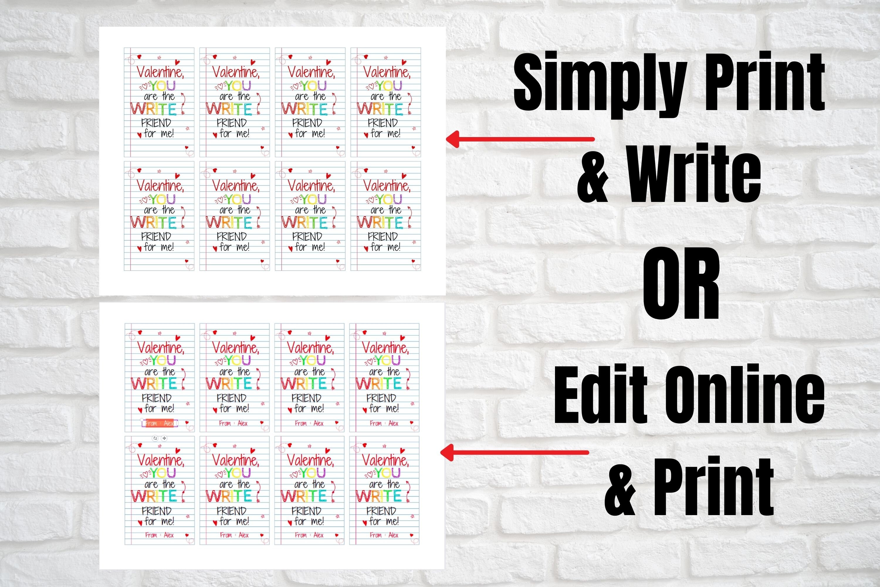 Valentine You Are Just Write Printable Tag for Valentine Pencil, Pen ...