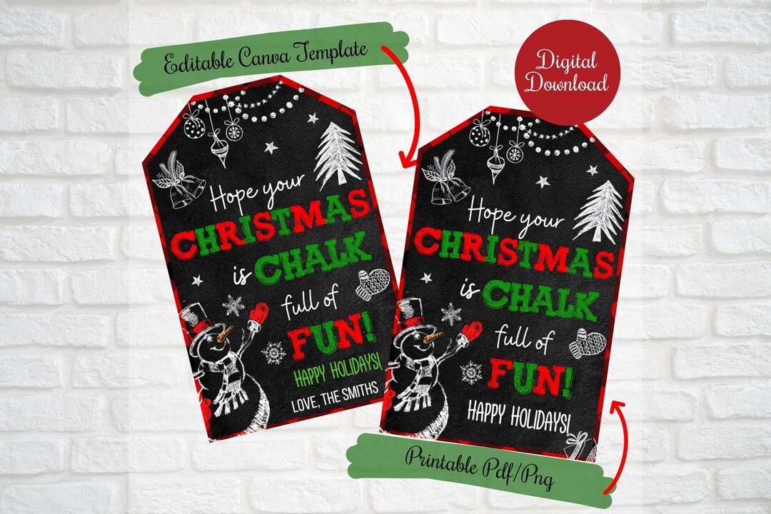 Hope Your Christmas is Chalk Full of Fun, Christmas Chalk Gift Tag ...