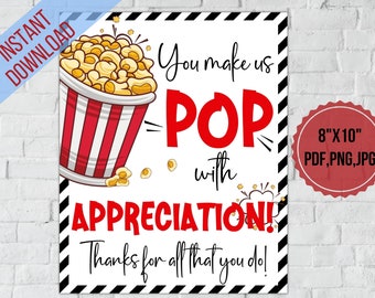 Popcorn Appreciation Sign Teacher Appreciation Print - Etsy