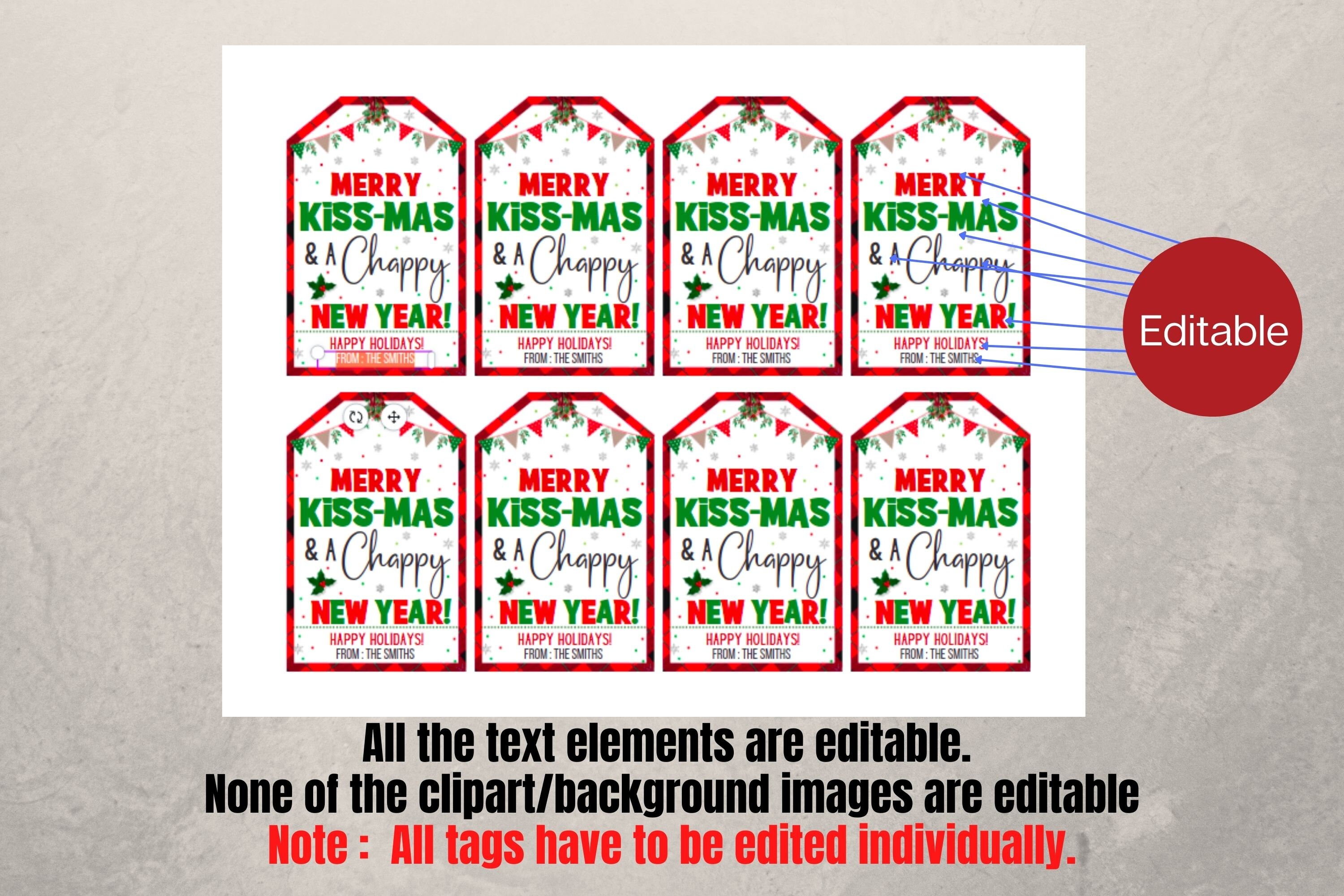 Merry Kissmas and a Chappy New Year Gift Tagschristmas Lip - Etsy