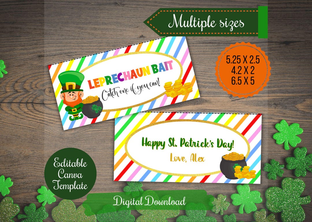 Leprechaun Bait Treat/candy Bag Topper, St Patricks Day Class School ...