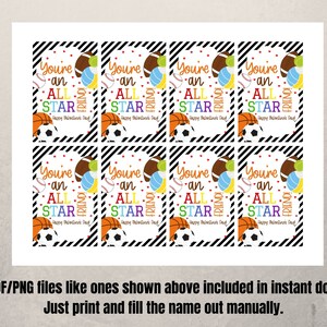Valentine, You're an All-star Friend, Printable Editable Sports ...